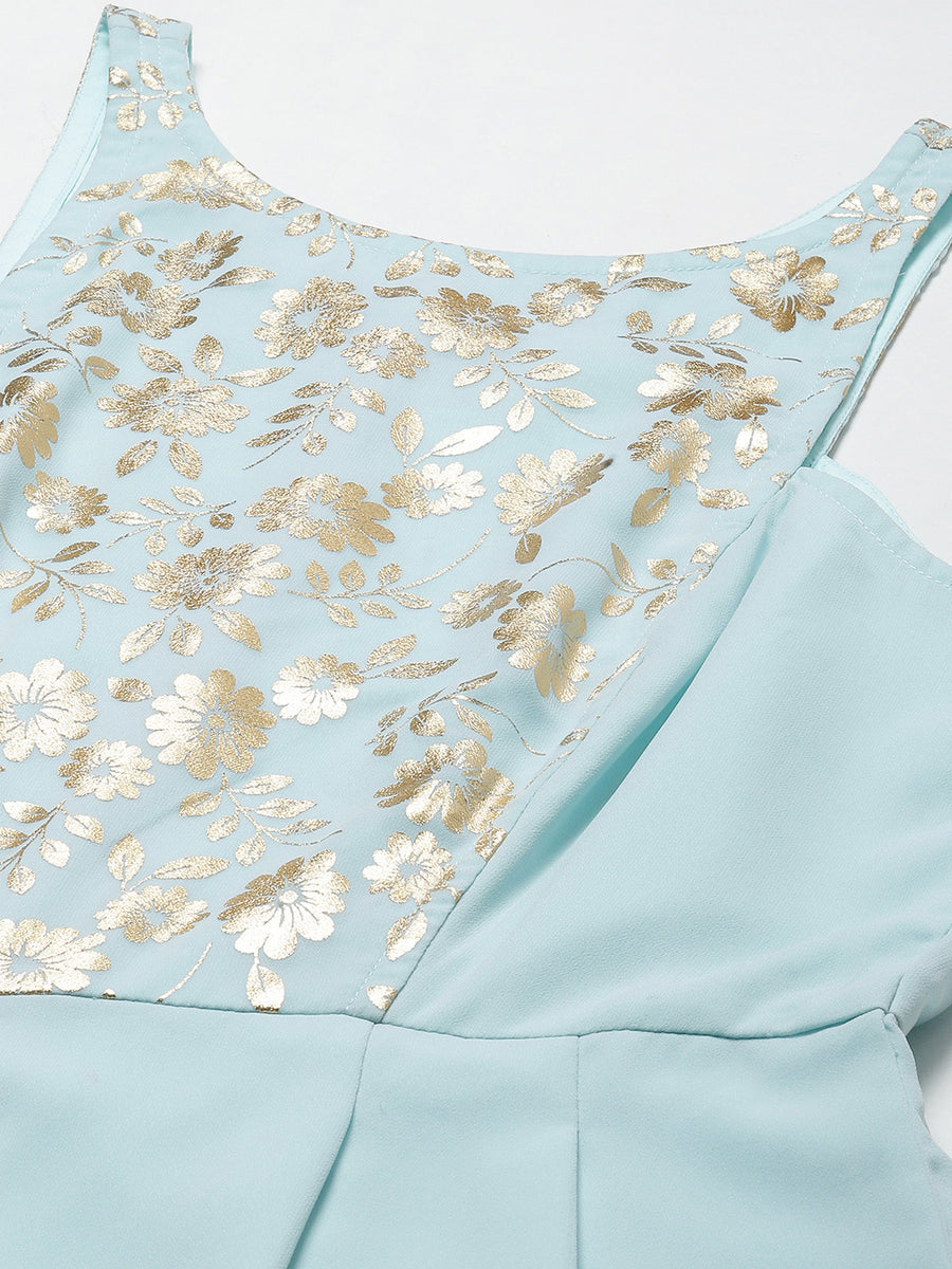 Buy In cut pleated jumpsuit in Powder Blue for Women