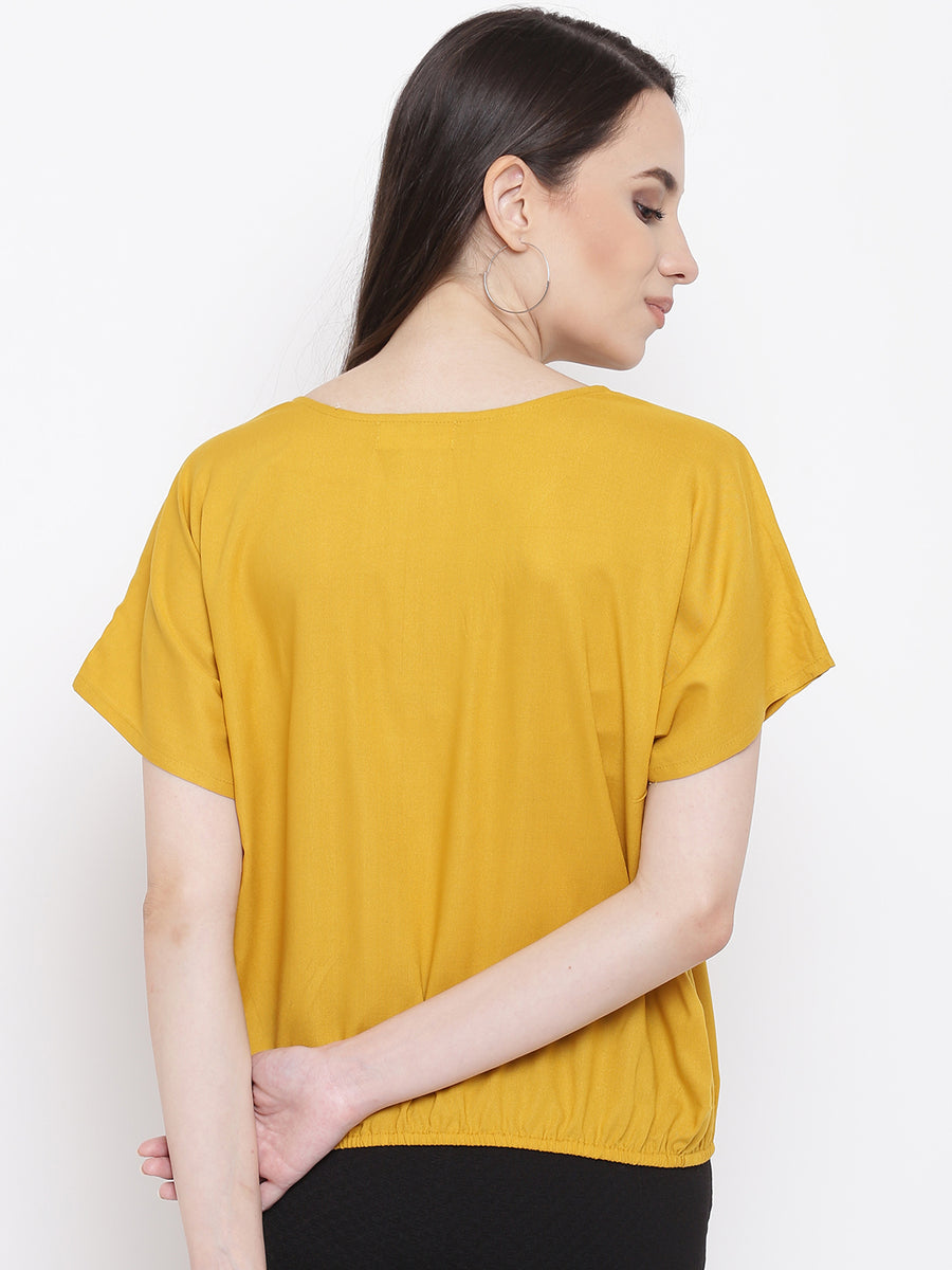 Buy Front neck tie up top in Yellow for Women